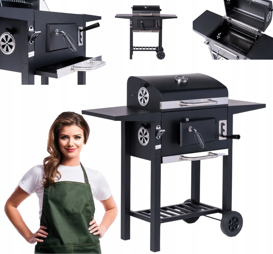 GRILL GRIL OGRODOWY STOJĄCY POKRYWA POPIELNIK DUŻY - 13823063357 ...