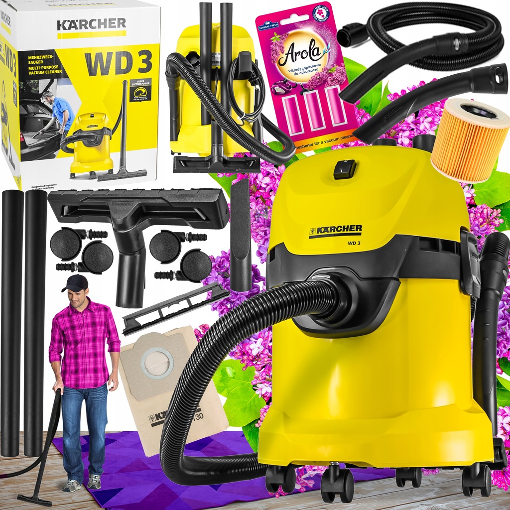 ODKURZACZ KARCHER WD3 BEZWORKOWY 1400W SUCHO MOKRO - 11153363390 - oficjalne archiwum Allegro