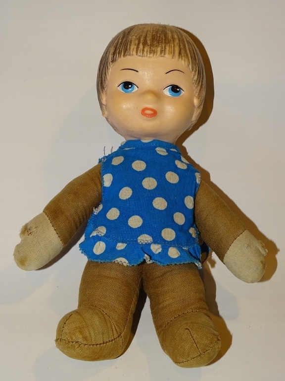 PIĘKNA STARA SZMACIANA LALKA prl STARA ZABAWKA - 14971141503 ...