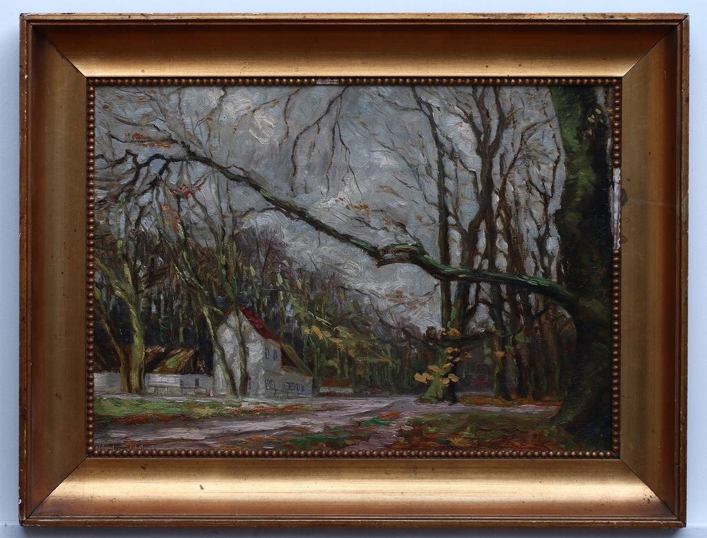 OTTO NIELSEN PEJZAŻ Z PARKU DYREHAVEN OBRAZ OLEJNY - 12576278012 - oficjalne archiwum Allegro