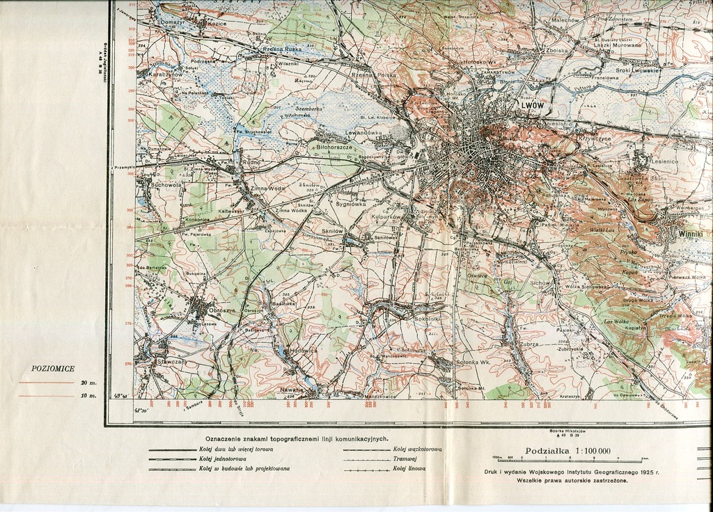 LWÓW i OKOLICE :: mapa wojskowa WIG : 1925 rok - 7078630786 - oficjalne ...
