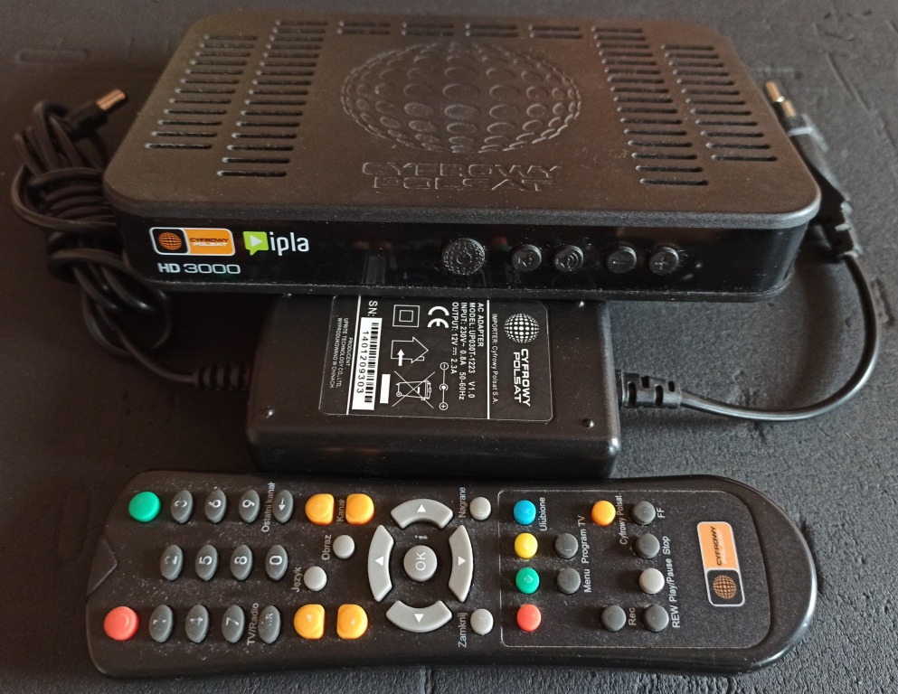 Cyfrowy Polsat: dekoder HD 3000 + pilot + zasilacz - 10636238929 - oficjalne archiwum Allegro