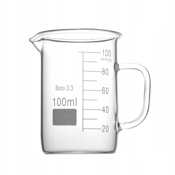 ZLEWKA NISKA Z UCHEM 100 ml SZKLANA BORO 3.3 SKALA - 11709948032 - oficjalne archiwum Allegro