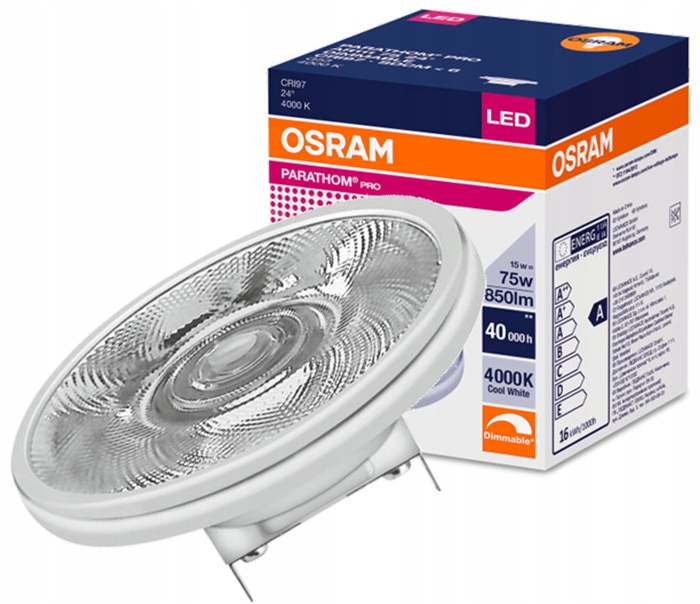 Żarówka LED AR111 G53 15W 75W OSRAM 4000K Dim - 7644526965 - oficjalne archiwum Allegro