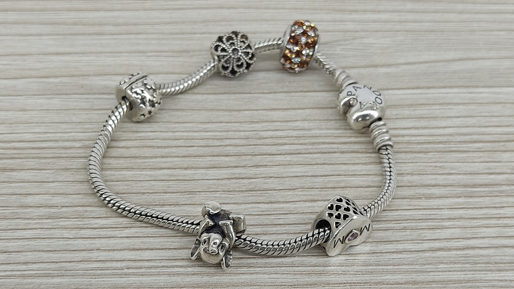Bransoletka PANDORA Srebrna, P925 + Charmsy, 26g - 12998938034 ...