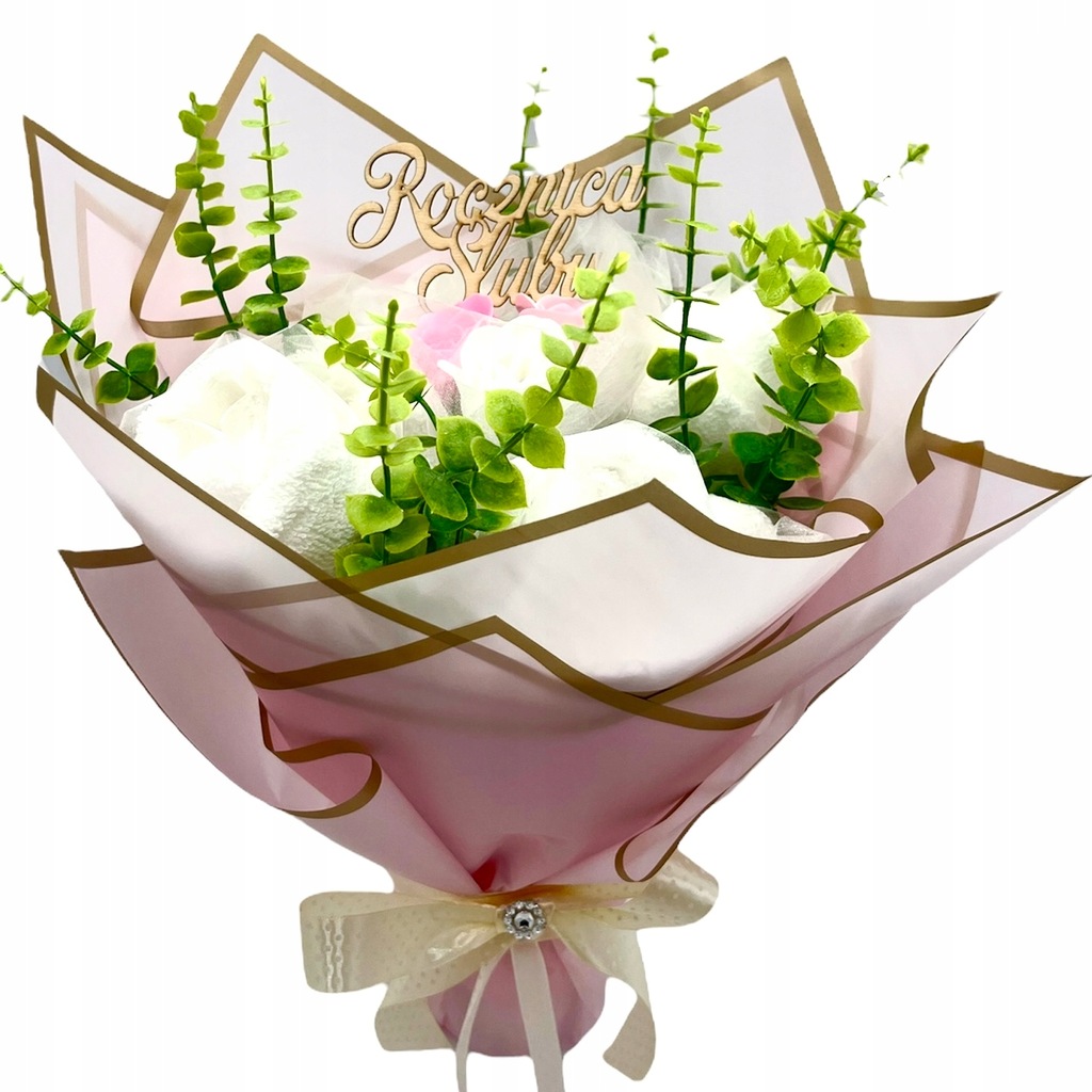 bukiet ręczników na Rocznicę Róże mydlane Eukaliptus prezent rocznica ...