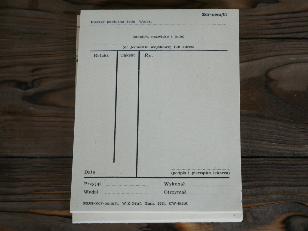 RECEPTA Zdr-pom 1l BLOK PRL WOJSKO - 12083594487 - oficjalne archiwum Allegro