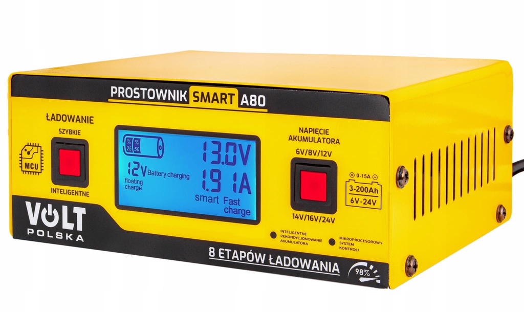 PROSTOWNIK AKUMULATOROWY SMART 6/8/12/16/24V A80 - 11763023690 - oficjalne archiwum Allegro