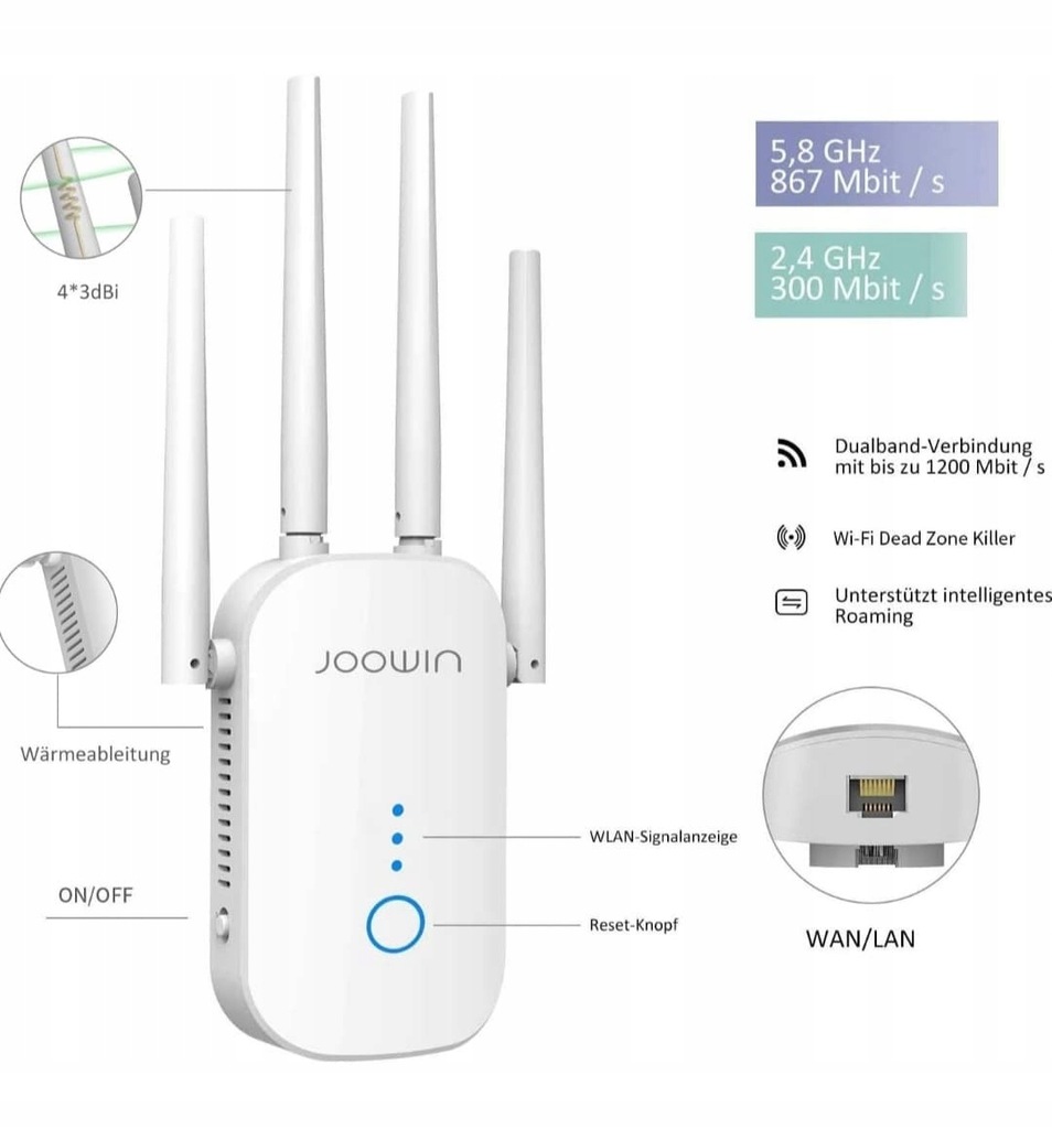 Wzmacniacz sygnału Wi-Fi Joowin JW-WR758AC V2 - 12750577013 - oficjalne ...