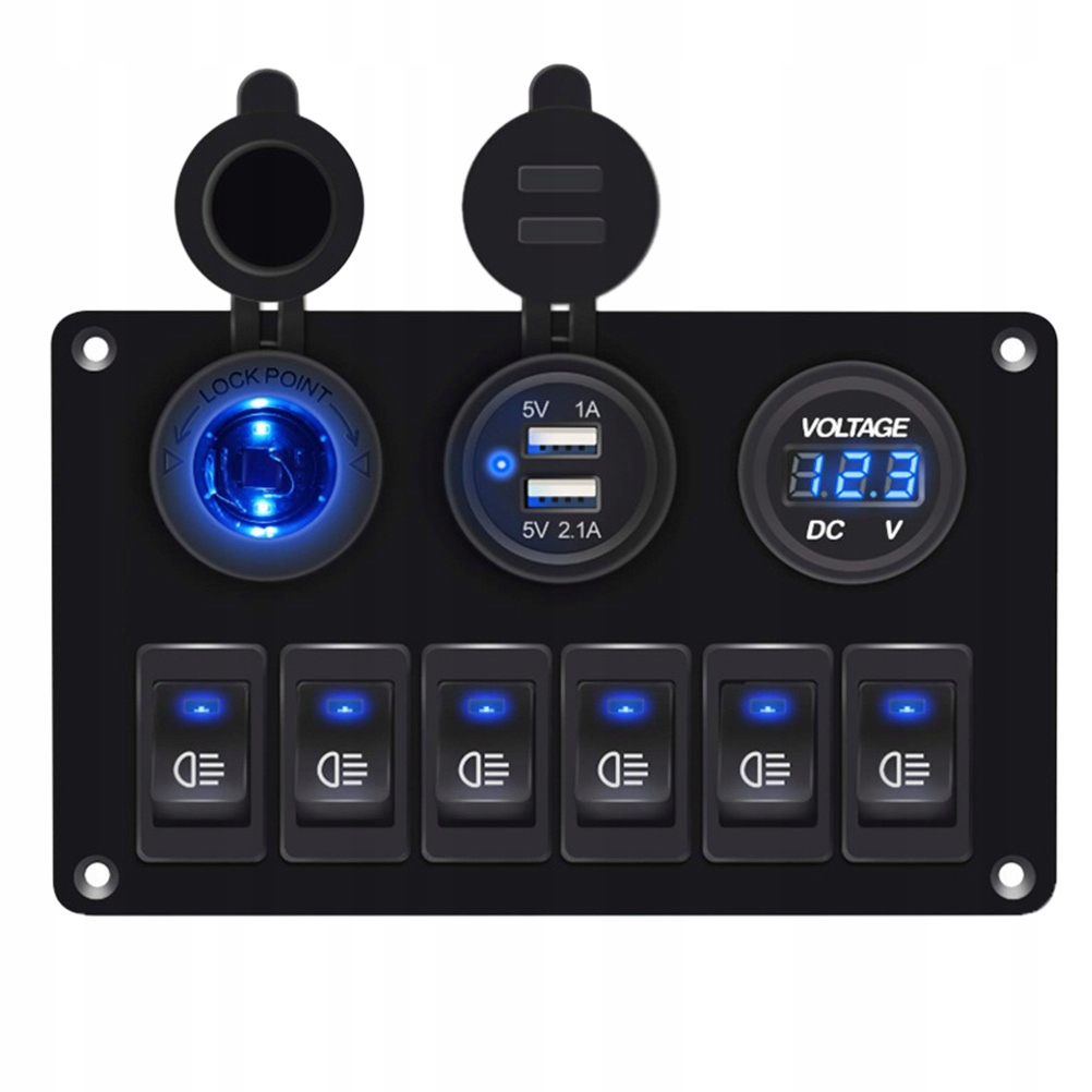 BLACK PANEL BOAT THE CIRCUIT BREAKER 6 POSITION - 15132087211 ...