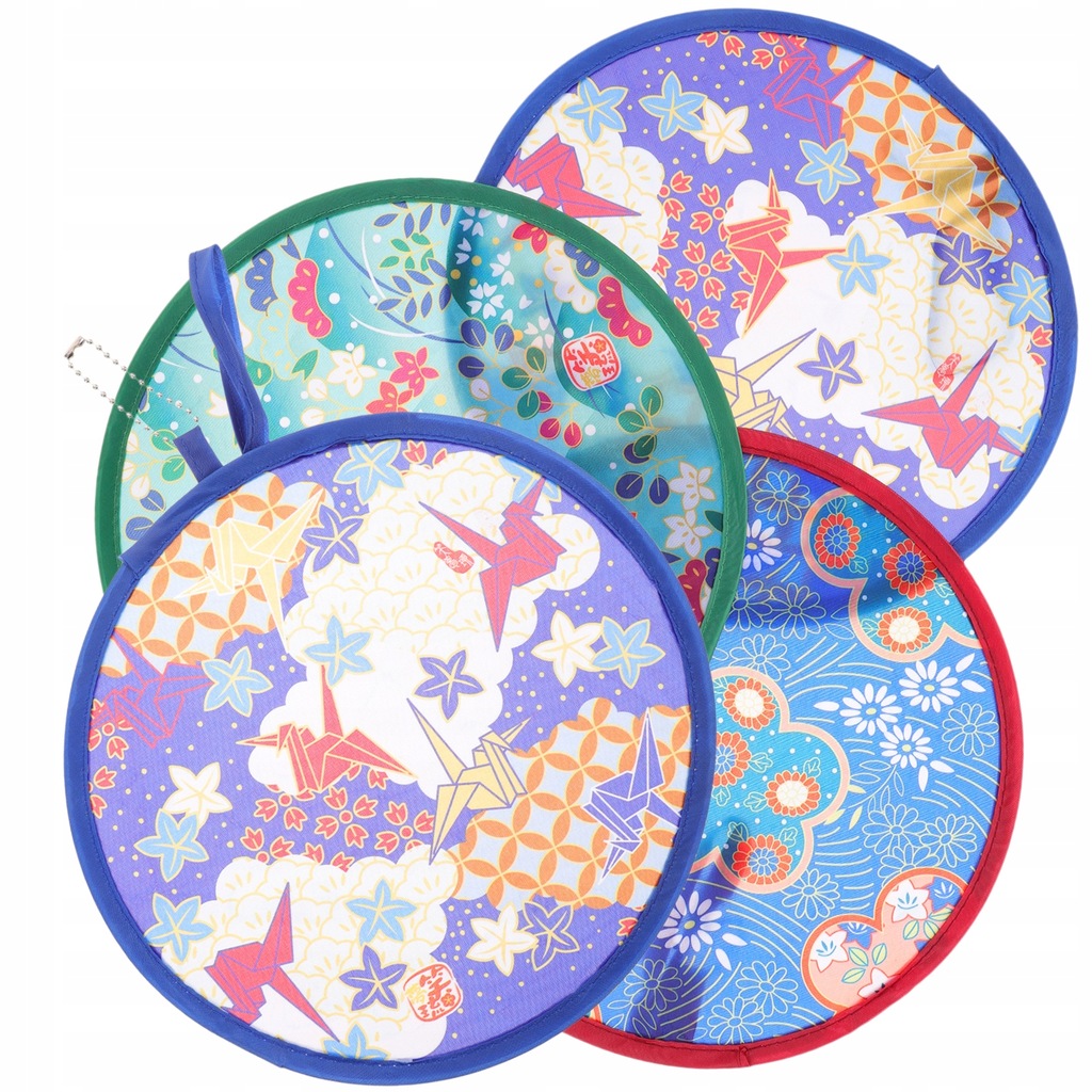 Hand Folding Fan Foldable Handheld Round 4 Pcs - 14236794960 ...