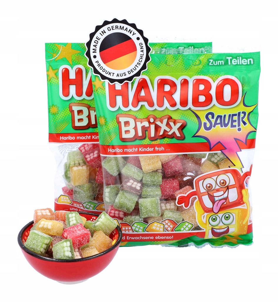 Żelki Owocowe HARIBO Brixx Kwaśne Kostki 200g DE - 12284756626 ...
