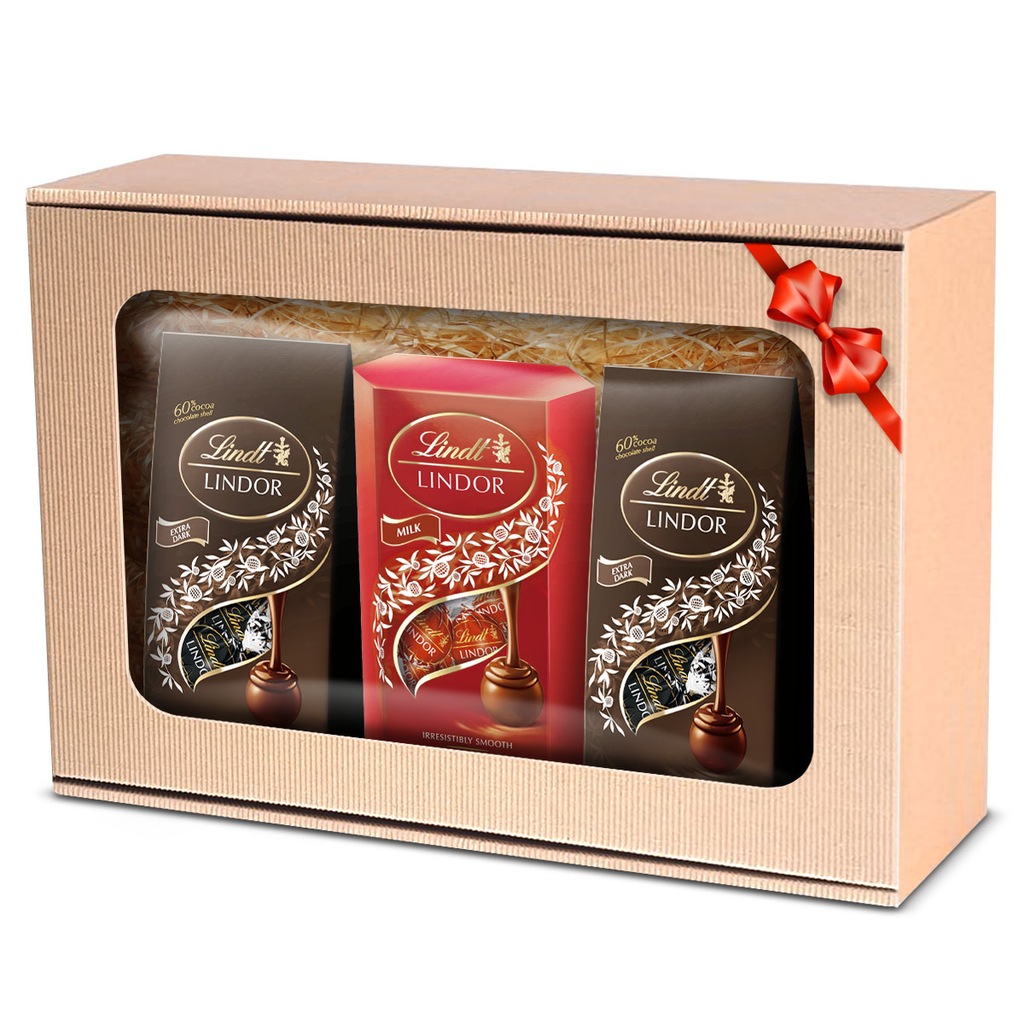Zestaw prezentowy praliny LINDOR z czekolady mlecznej gorzkiej 60% 400g ...