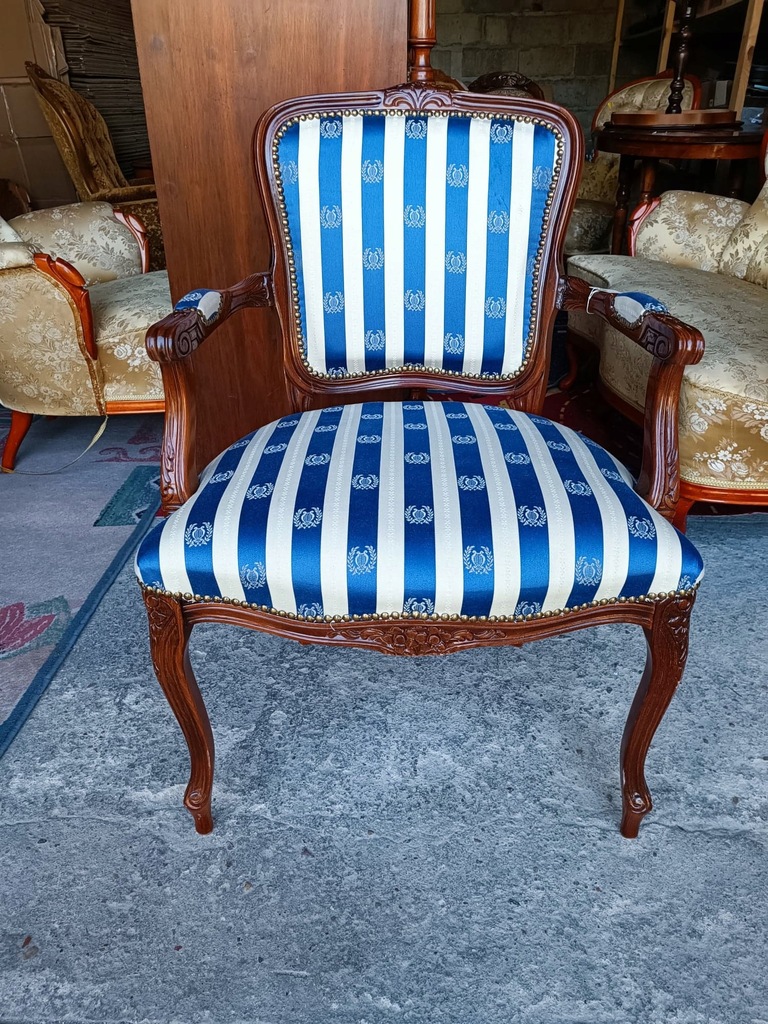 FOTEL LUDWIKOWSKI LUDWIK ANTYK DEKORACYJNY ZGRABNY - 12598060955 - oficjalne archiwum Allegro