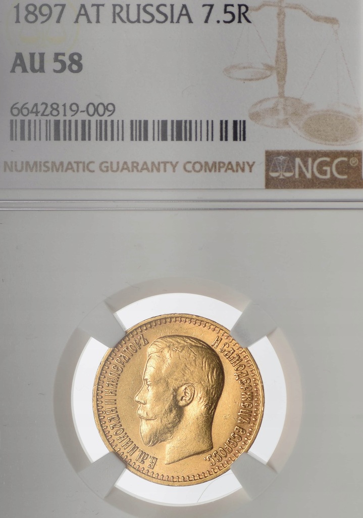 Rosja, 7,5 rubla 1897 NGC AU58 Bardzo Ładna! - 15331933894 - oficjalne ...