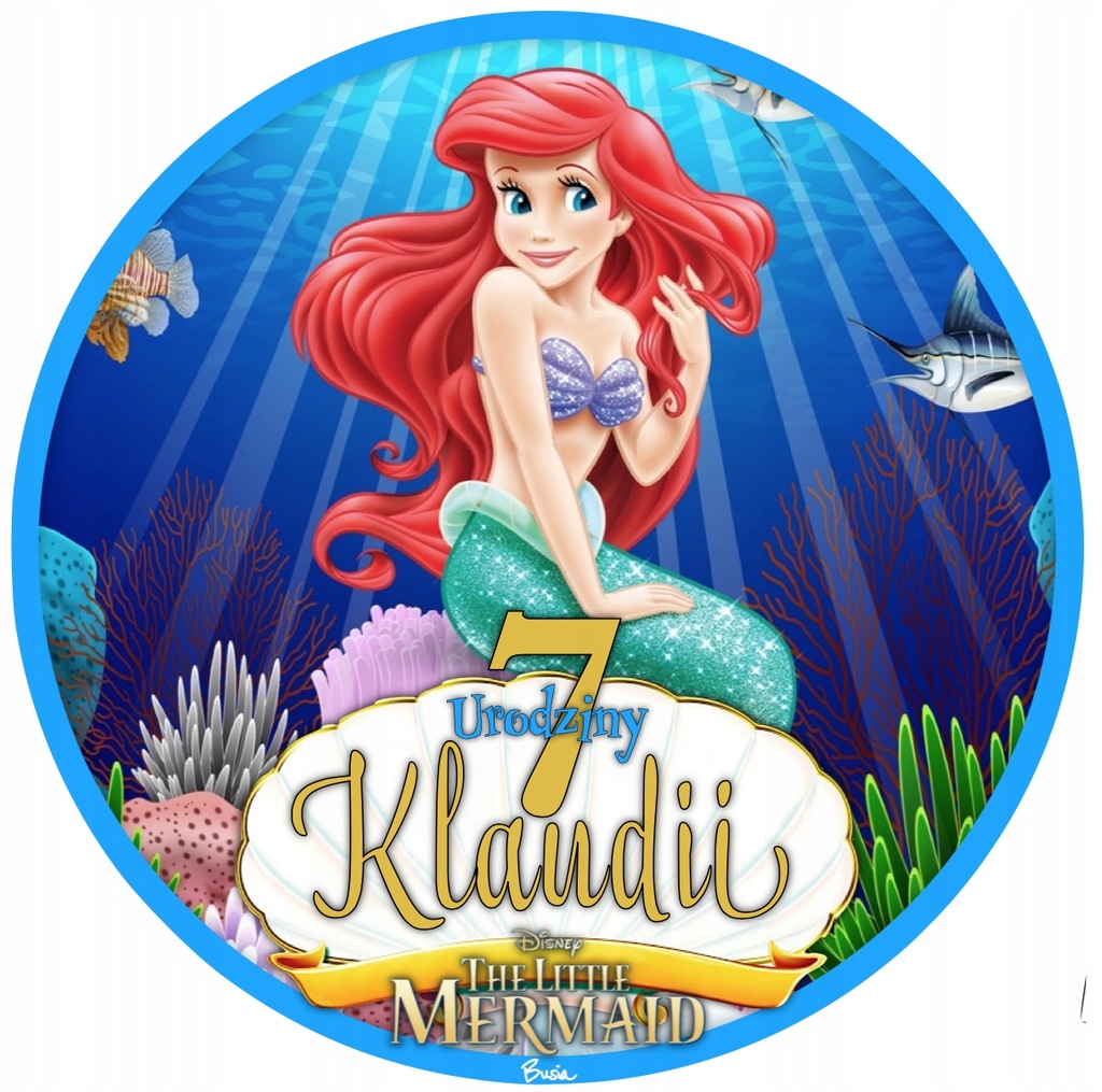 Syrenka Arielka, Opłatek Na Tort,EXTRA JAKOŚĆ20cm - 12619891222 ...