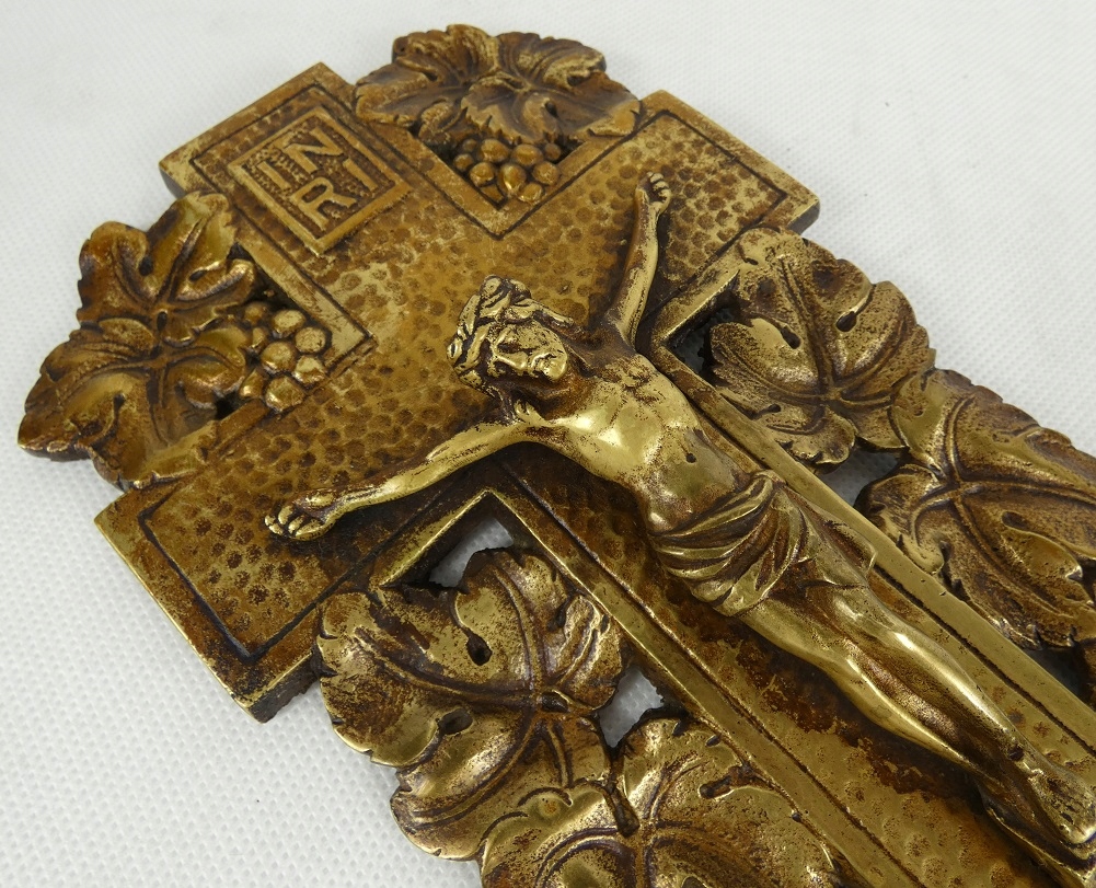 KROPIELNICA krzyż JEZUS mosiądz DEPOSE SECESJA 36c - 12540875055 ...