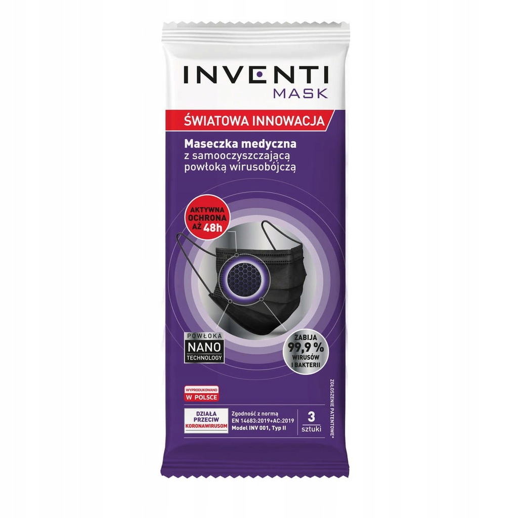 Wielorazowa maska antywirusowa INVENTI MASK 3 szt - 10449655003 ...