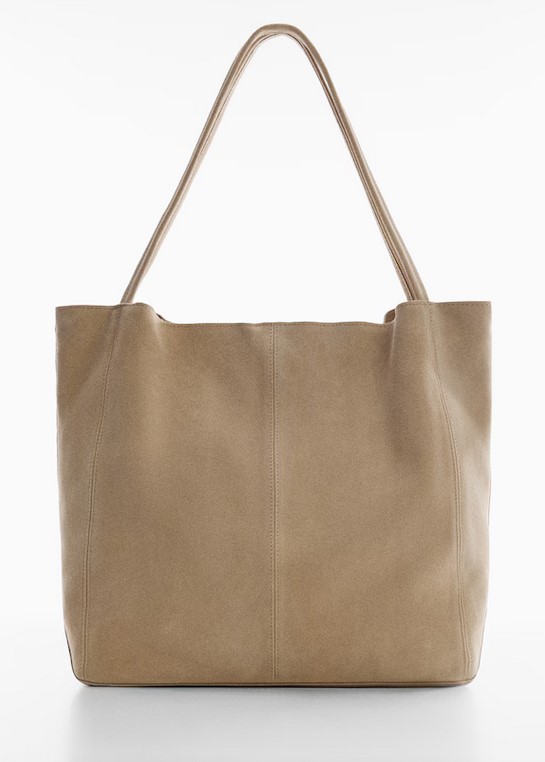 MANGO Torba torebka skórzana shopper kremowa ecru skóra super suwak duża - 16994651651 ...