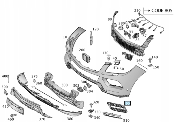 ATRAPA KRATKA ZDERZAKA GLE W166 15- A1668852822 - 10140200333 ...