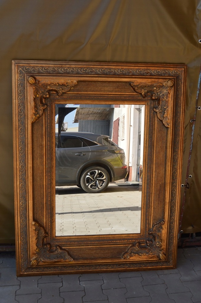 MASYWNE CIĘŻKIE LUSTRO - gruba rama złote 145x113 - 11972753545 ...