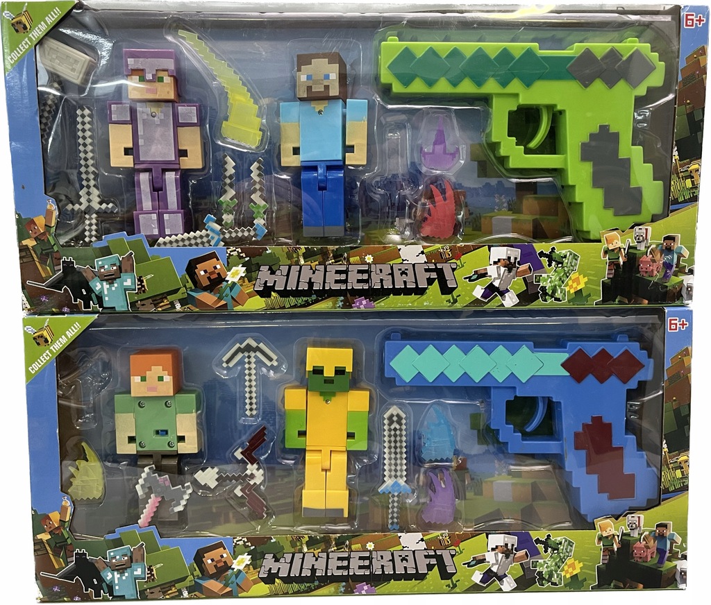 Figurki MINECRAFT świecące LED duży ZESTAW figurek - 12706353260 ...