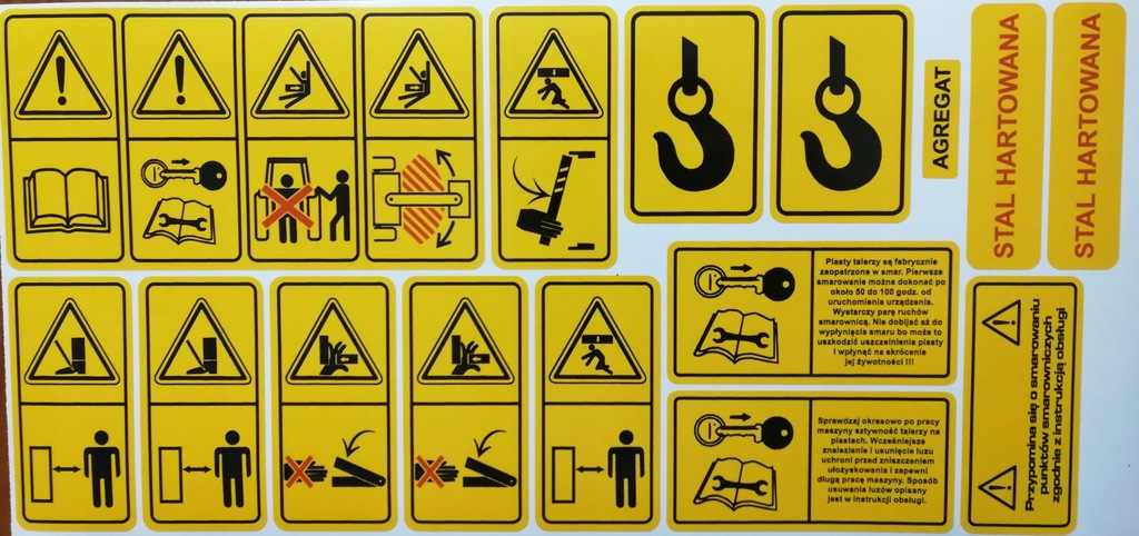 Naklejki BHP, piktogramy ostrzegawcze na maszyny - 8265892044 ...