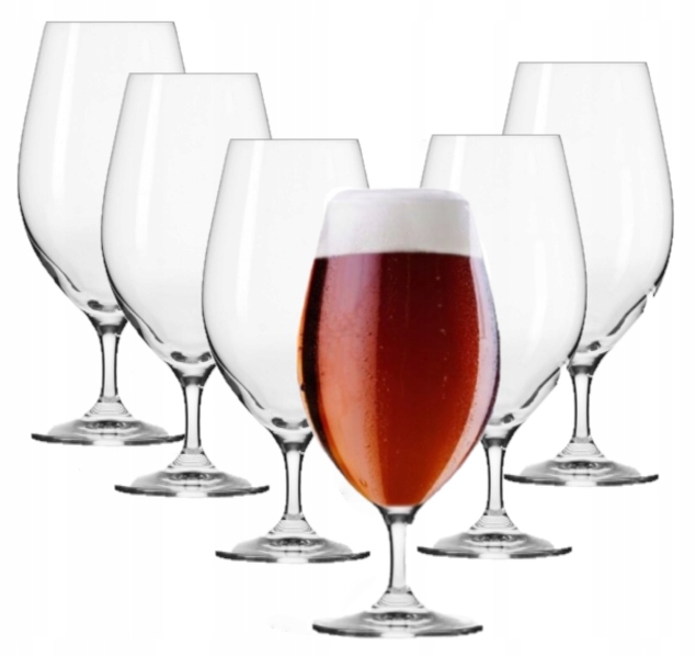 SZKLANKI DO PIWA POKAL NA NÓŻCE 6szt KROSNO LAGER - 11958268818 - oficjalne archiwum Allegro