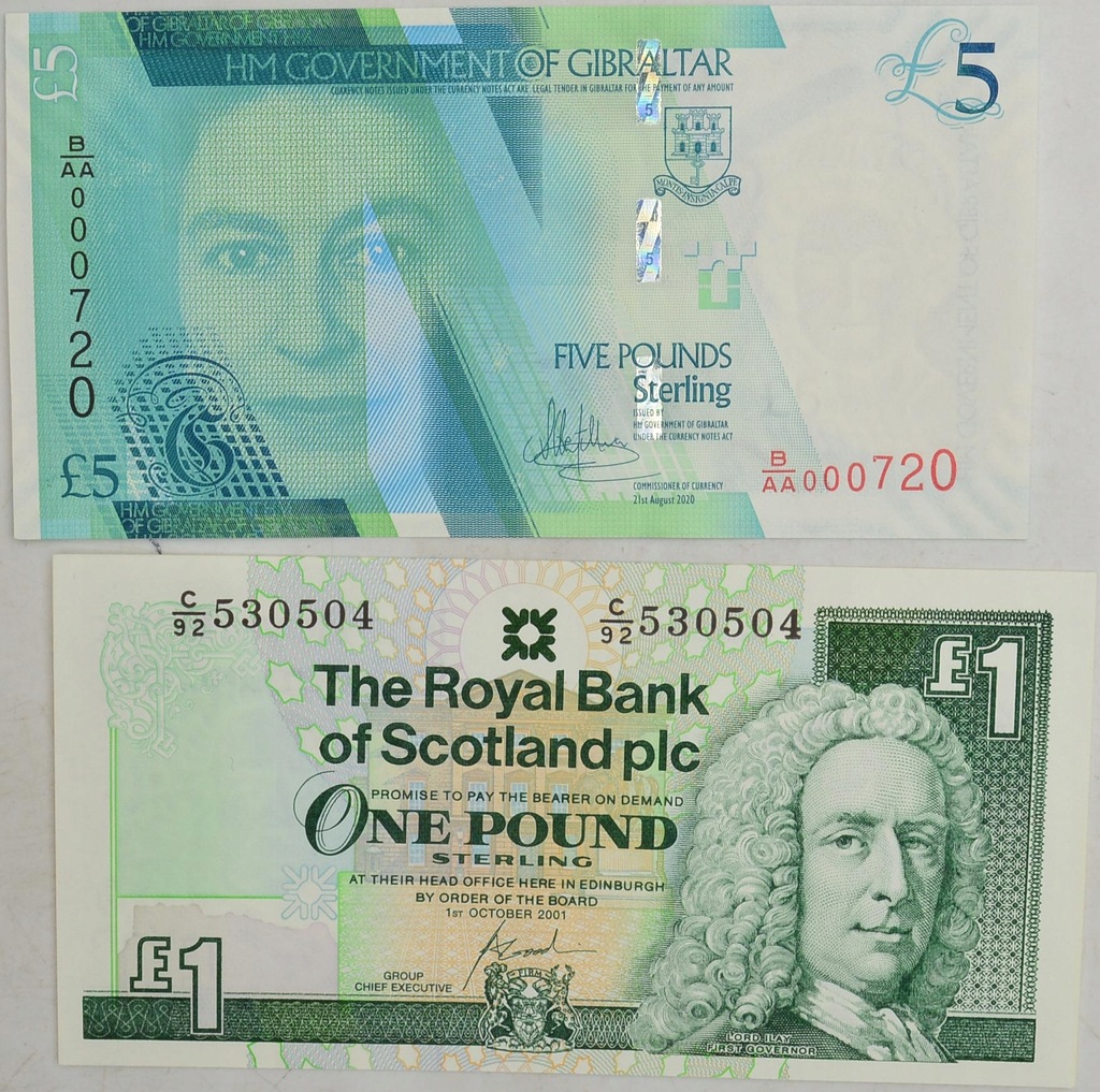 21.xx.Zest.Szkocja, Gibraltar, Banknoty szt.2,St.1 - 14777577419 ...