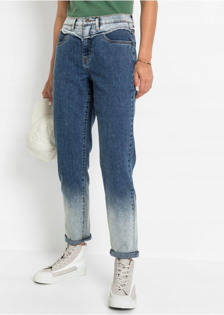 BONPRIX _LZ NIU DWUKOLOROWE JEANSY ZWĘŻANE _/ 44 - 13330190033 - oficjalne archiwum Allegro