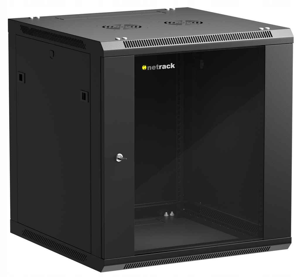 Szafa serwerowa wisząca RACK 19" 12U 600x600mm czarna drzwi szklane ...