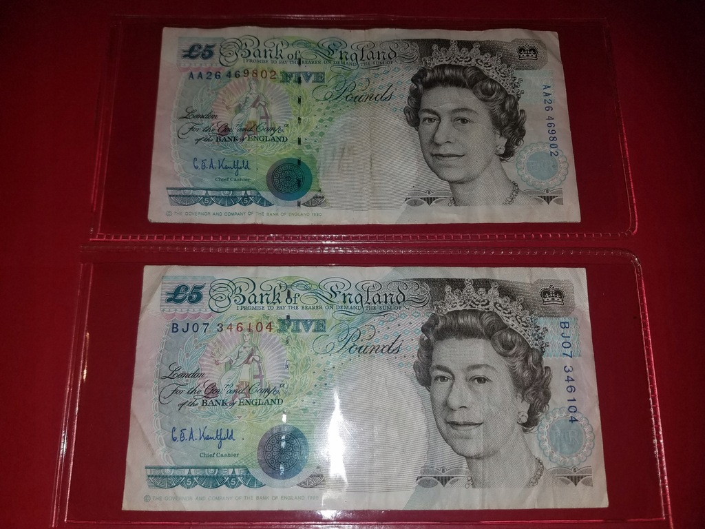 FUNTY ANGIELSKIE 2 banknoty 5 FUNTOW po 40 zl - 11532633483 - oficjalne ...