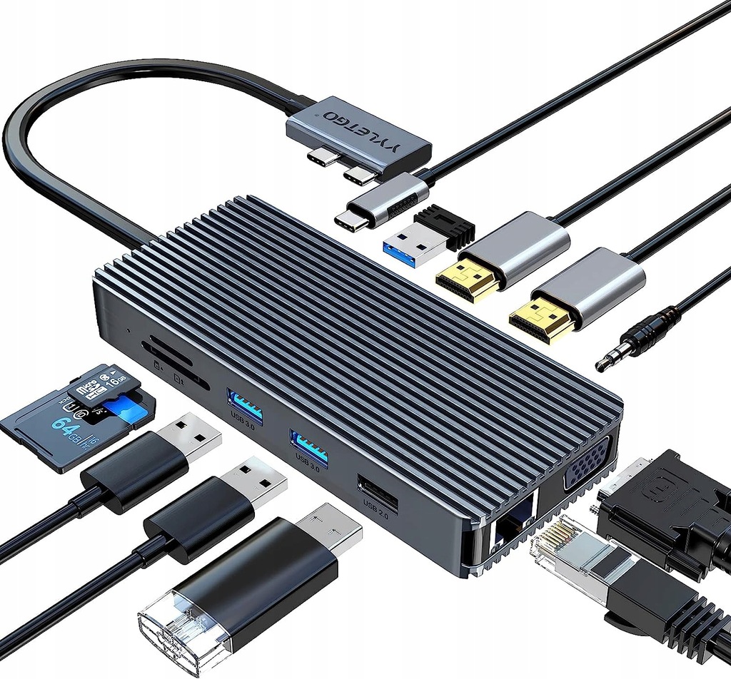 HUB USB-C 12w1 HDMI 4K VGA USB C PD Macbook Apple - 13434944957 - oficjalne archiwum Allegro