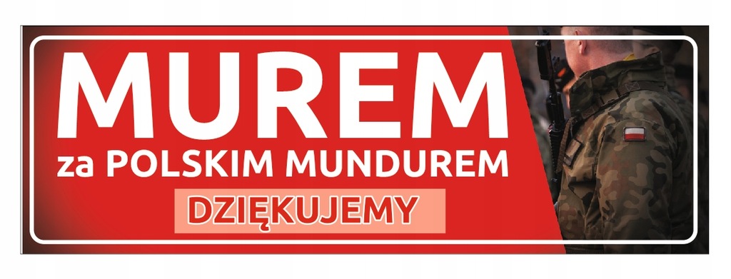 baner MUREM za POLSKIM MUNDUREM 1x3m 100x300cm - 12996160290 - oficjalne archiwum Allegro