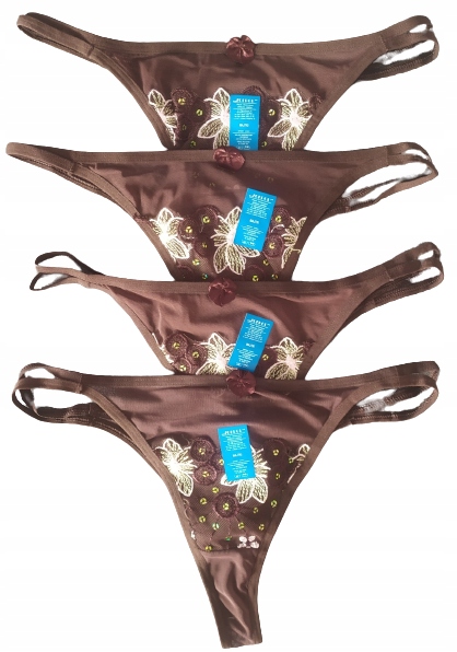 4-pack Majtki Stringi Damskie Brąz XS Niski Stan - 14545642447 - oficjalne archiwum Allegro
