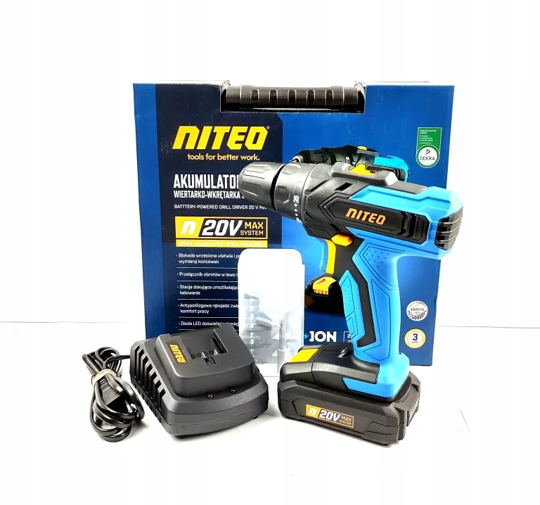NITEO TOOLS - AKUMULATOROWA WIERTARKA 20V KOMPLET - 12263962712 ...