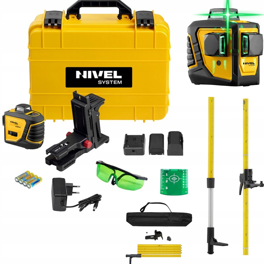 NIVEL System laser krzyżowy CL3D-G zielony +tyczka - 10118329232 ...