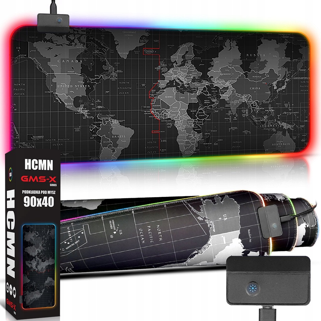 PODKŁADKA GAMINGOWA RGB MAPA MEGA DUŻA 90x40cm - 10567190723 ...