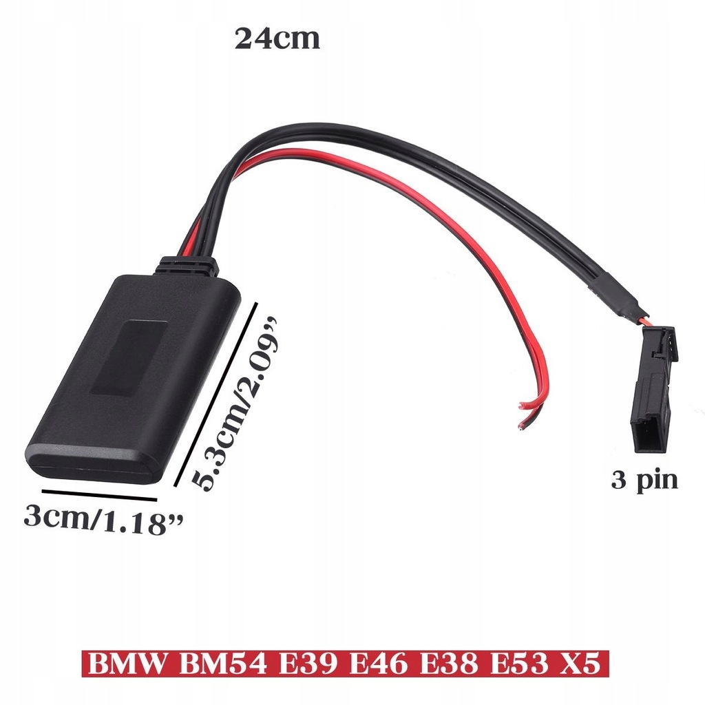 ADAPTER BLUETOOTH AUX 3pin dla BMW E39 E46 E38 X5 - 13666587193 - oficjalne archiwum Allegro