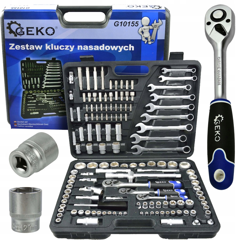 Zestaw KLUCZE NASADOWE BITY płaskie 138 el. GEKO - 12332133450 - oficjalne archiwum Allegro