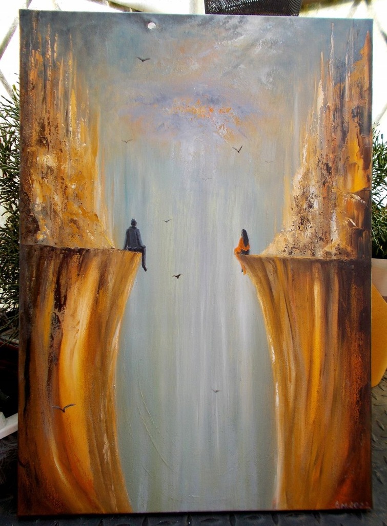 DIALOG. Obraz olejny - 12669266749 - oficjalne archiwum Allegro