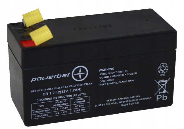 AKUMULATOR POWERBAT 12V 1,2 Ah CB 1.2-12 AGM - 9276322963 - oficjalne archiwum Allegro