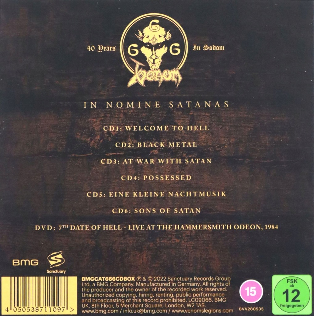Купить VENOM: IN NOMINE SATANAS [BOX] [6CD]+[DVD]: отзывы, фото и характеристики на Aredi.ru ...