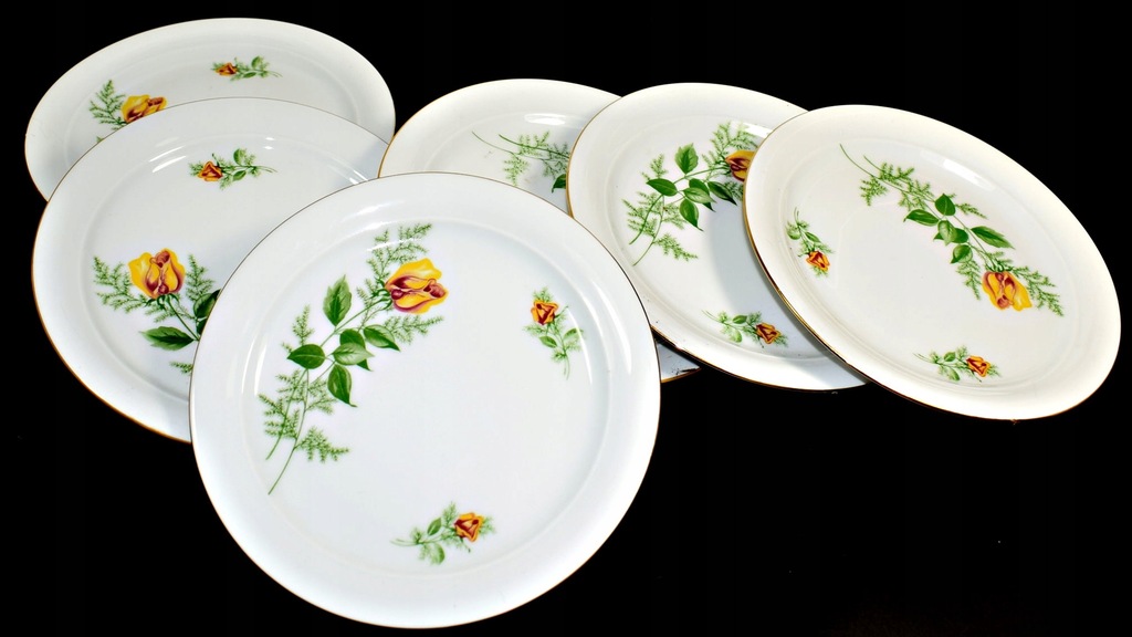 ŚLICZNE STARE TALERZE DESEROWE -kwiaty-6 szt - 14295241201 - oficjalne archiwum Allegro