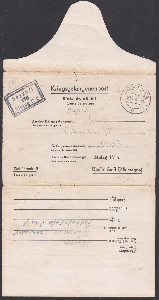 Stalag IVC Wistritz listownik do obozu 1942 (29) - 12538424530 ...