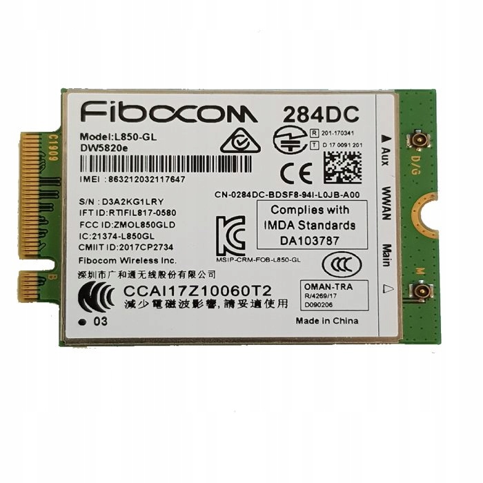 MODEM WWAN LTE XMM7360 DW5820e 284DC L850-GL DELL - 12250170387 ...