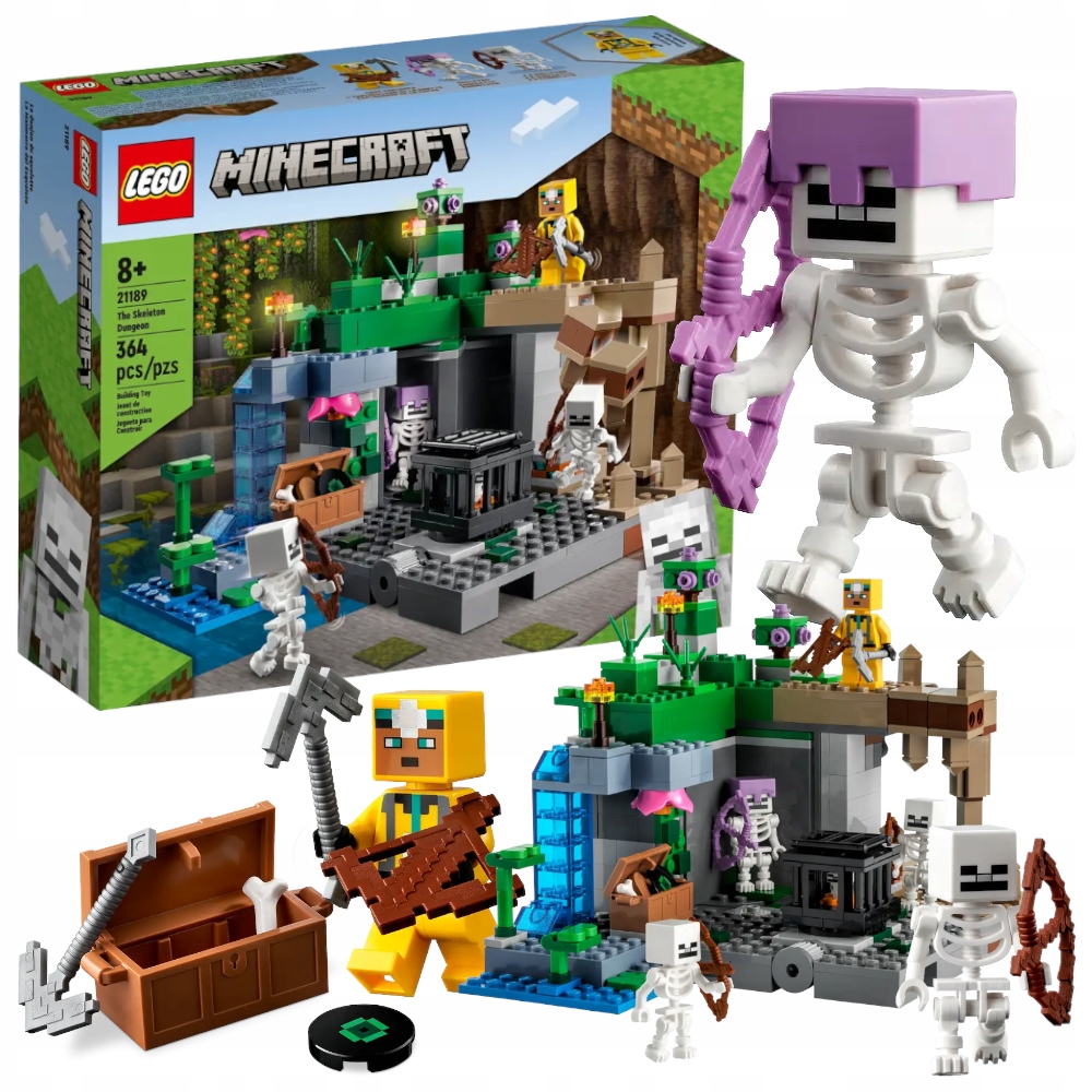 LEGO MINECRAFT JASKINIA LOCH SZKIELETÓW KLOCKI ZESTAW SZKIELETY ZOMBIE ...