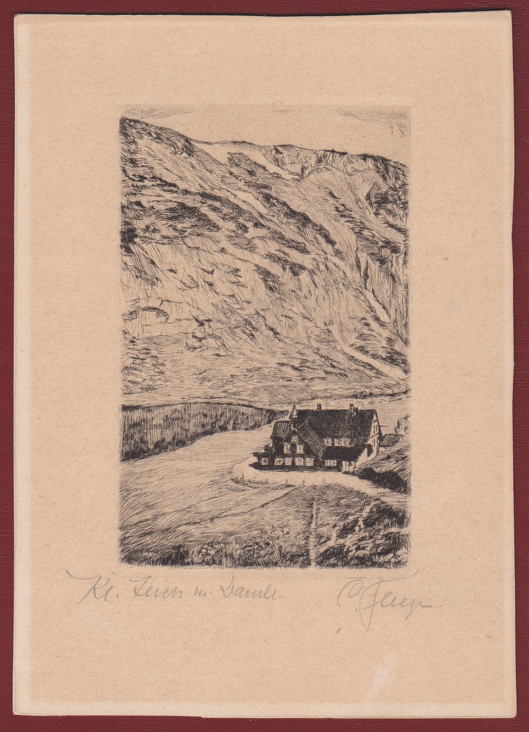 Carl Fleege Karkonosze Samotnia Mały Staw Riesengebirge akwaforta ...