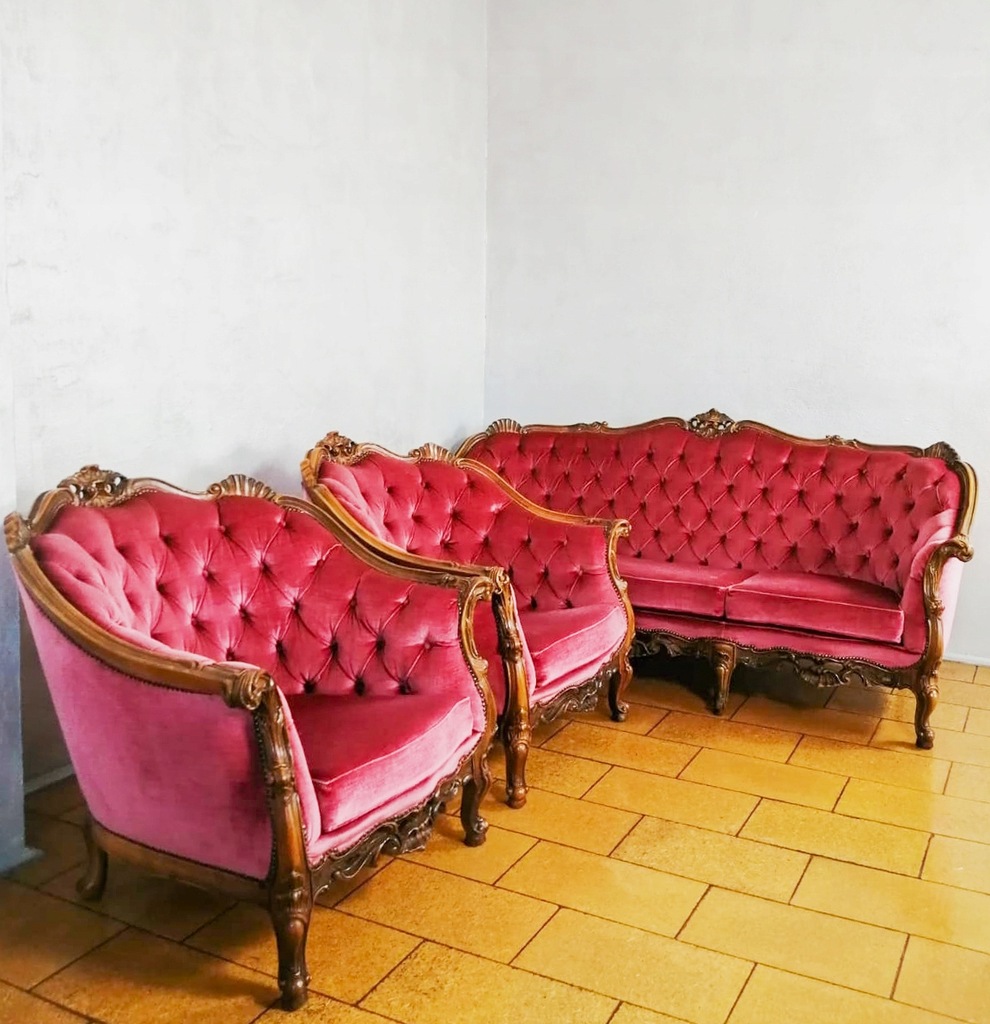 Meble Ludwik do Salonu Sofa Fotele Zdobione Unikat - 10090459720 ...