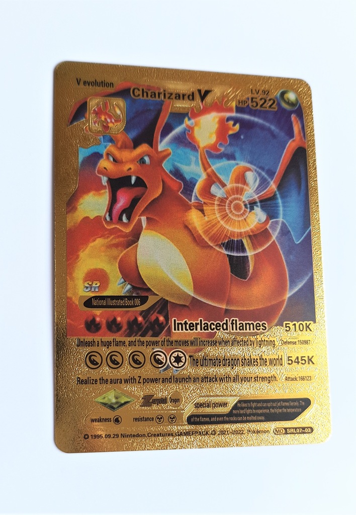 Karta Pokemon Charizard V Złota Karta Gold - 13297977416 - oficjalne ...